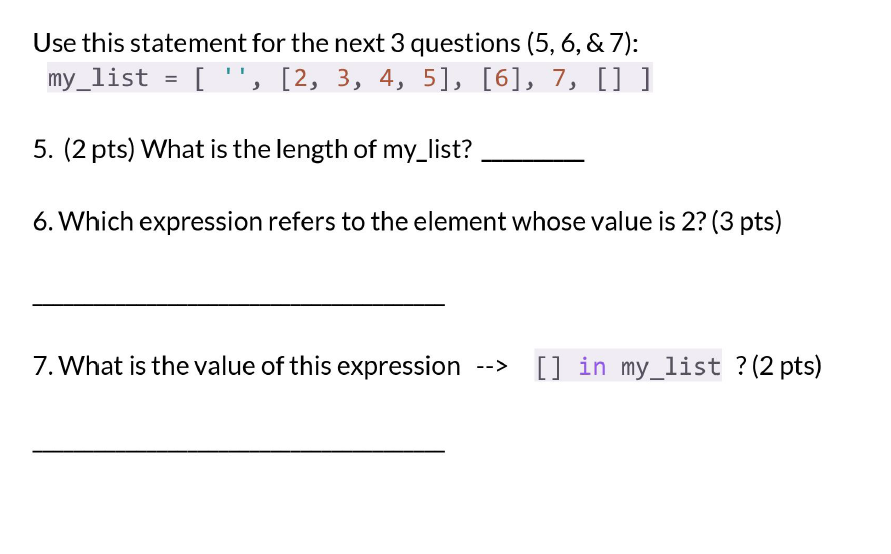 Solved Use this statement for the next 3 questions (5, 6, & | Chegg.com