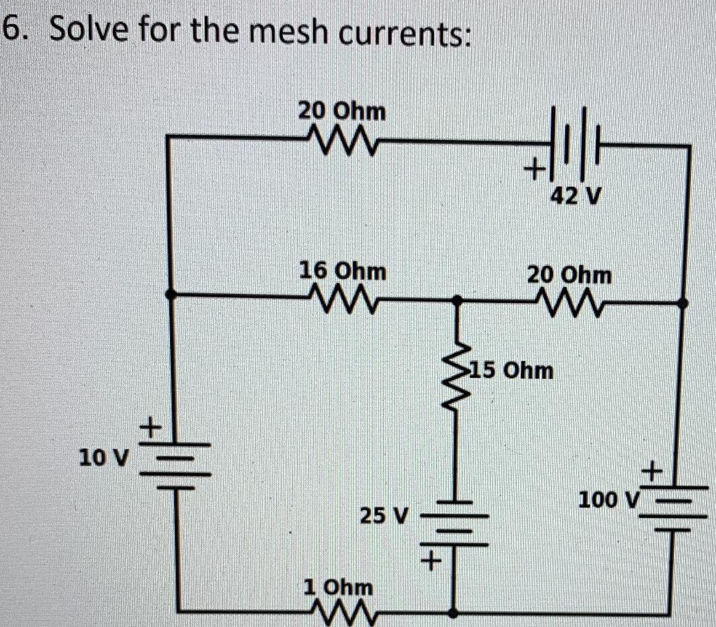 Solved 6. Solve for the mesh currentc: | Chegg.com