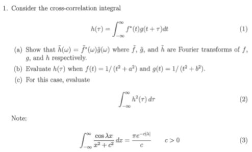 1. Consider the cross-correlation integral M(p) - | Chegg.com