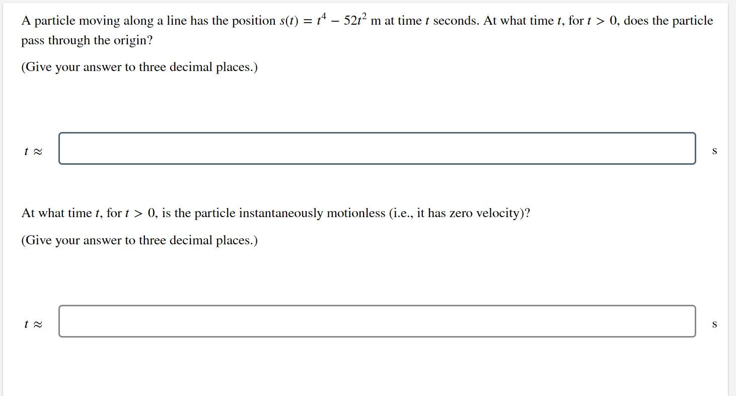 Solved A particle moving along a line has the position | Chegg.com