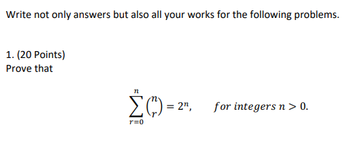 Solved Write not only answers but also all your works for | Chegg.com