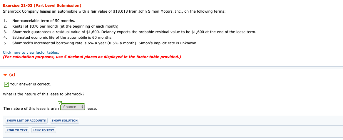 Solved Exercise 21-03 (Part Level Submission) Shamrock | Chegg.com
