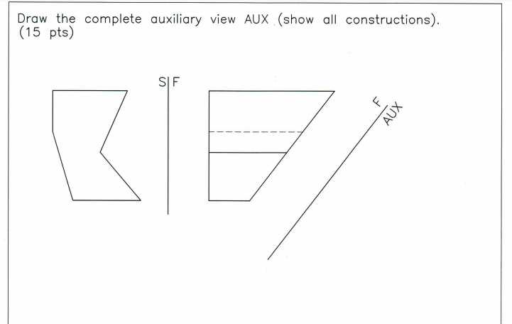 Solved Draw the complete auxiliary view AUX (show all | Chegg.com