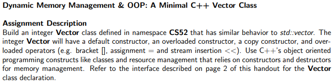 Dynamic Memory Management & OOP: A Minimal C++ Vector | Chegg.com