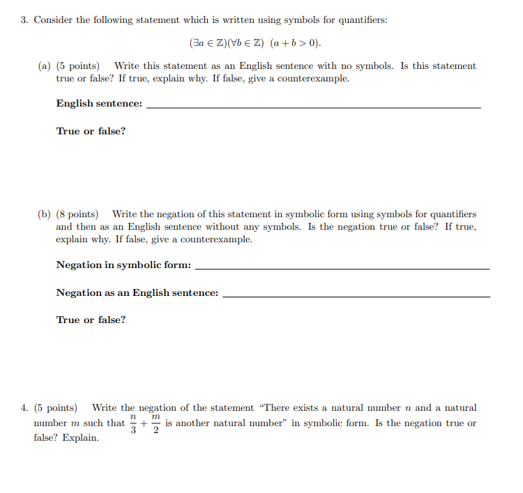 Solved 3. Consider the following statement which is written | Chegg.com