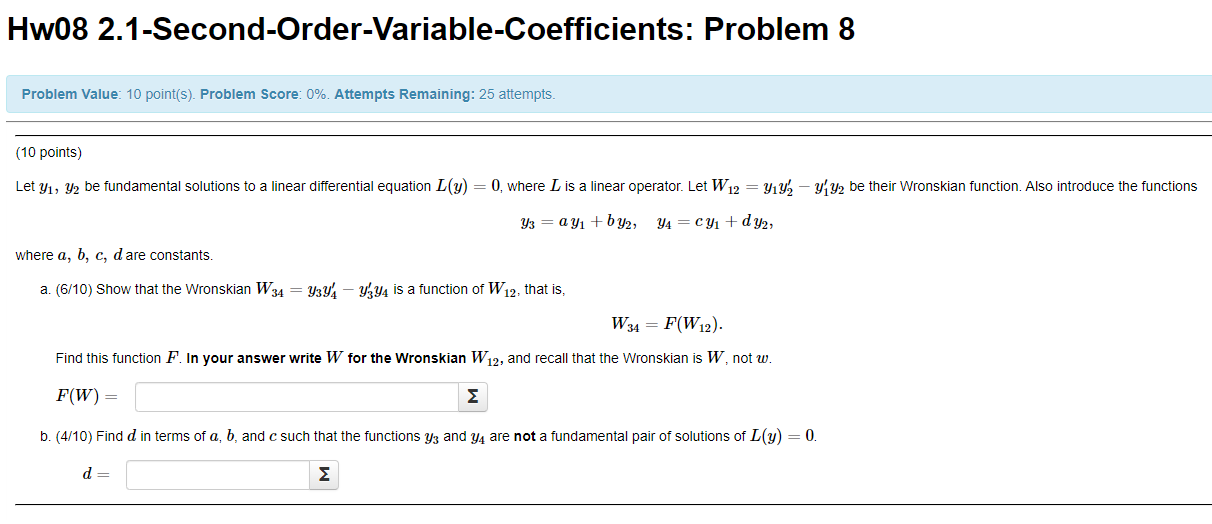 Solved Hw08 2 1 Second Order Variable Coefficients Problem