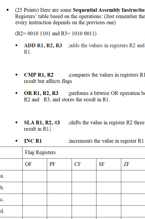 Solved (25 Points) Here are some Sequential Assembly | Chegg.com