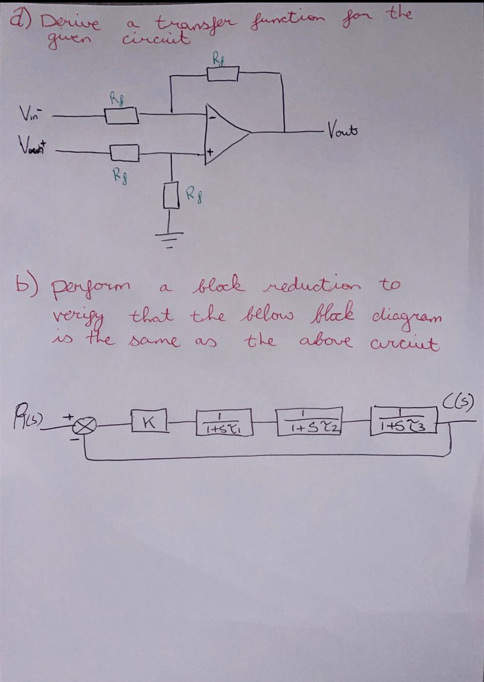 Solved a Derive gewen a transfer function for the -Vout Ri | Chegg.com