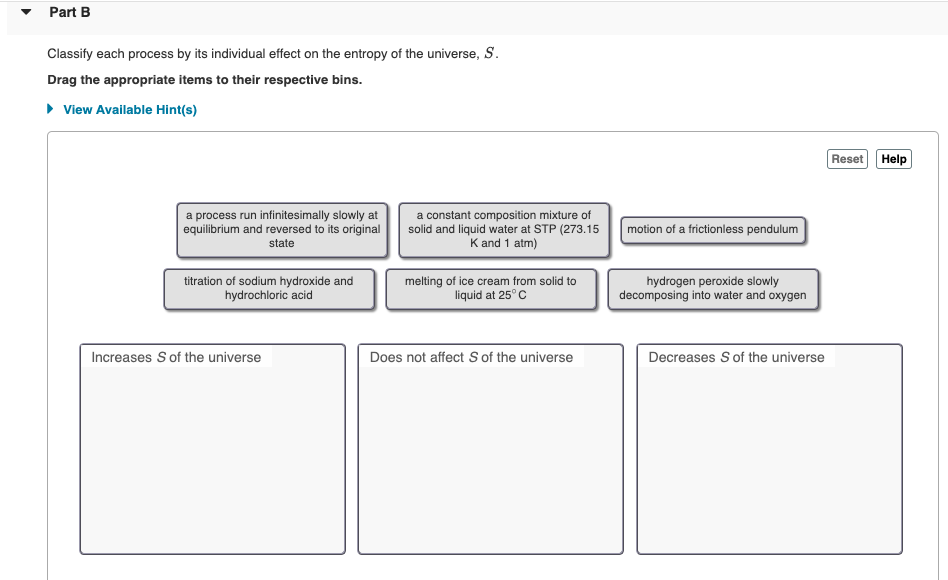 Solved Part B Classify each process by its individual effect | Chegg.com