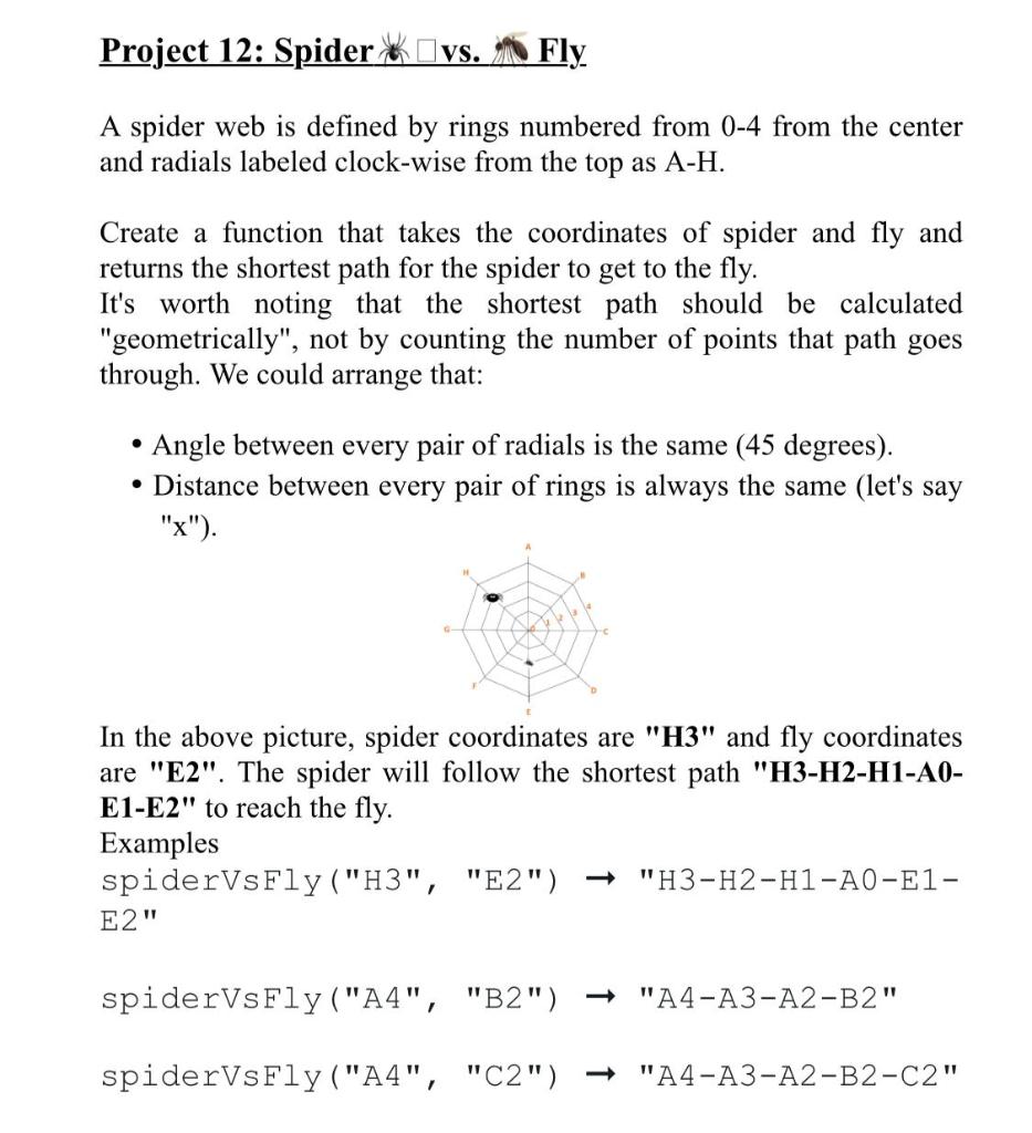 Project 12: Spider Ivs. Fly A spider web is defined | Chegg.com