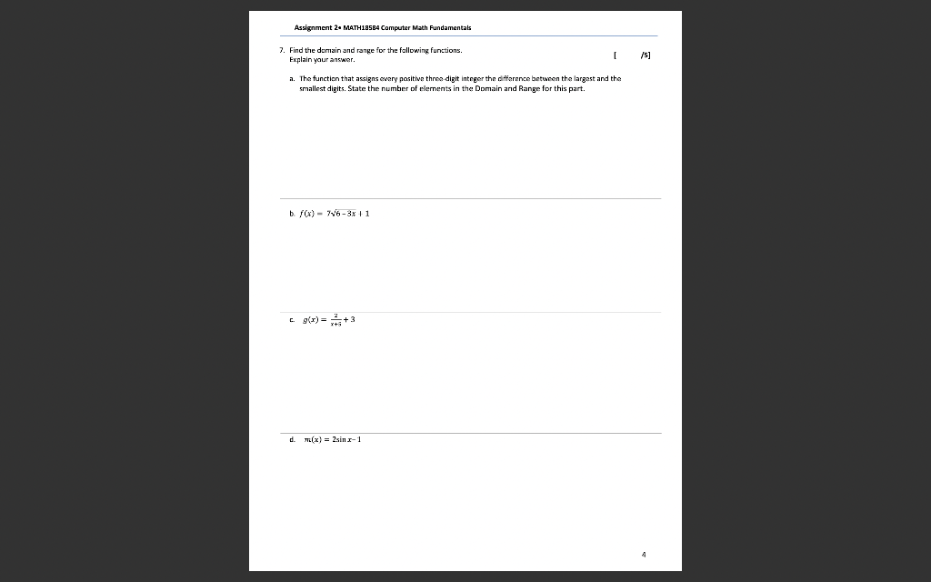 Solved Assignment 2- MATH18584 Computer Math Fundamentals 7. | Chegg.com