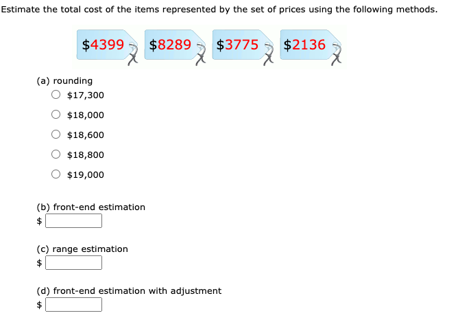 Solved Estimate the total cost of the items represented by | Chegg.com