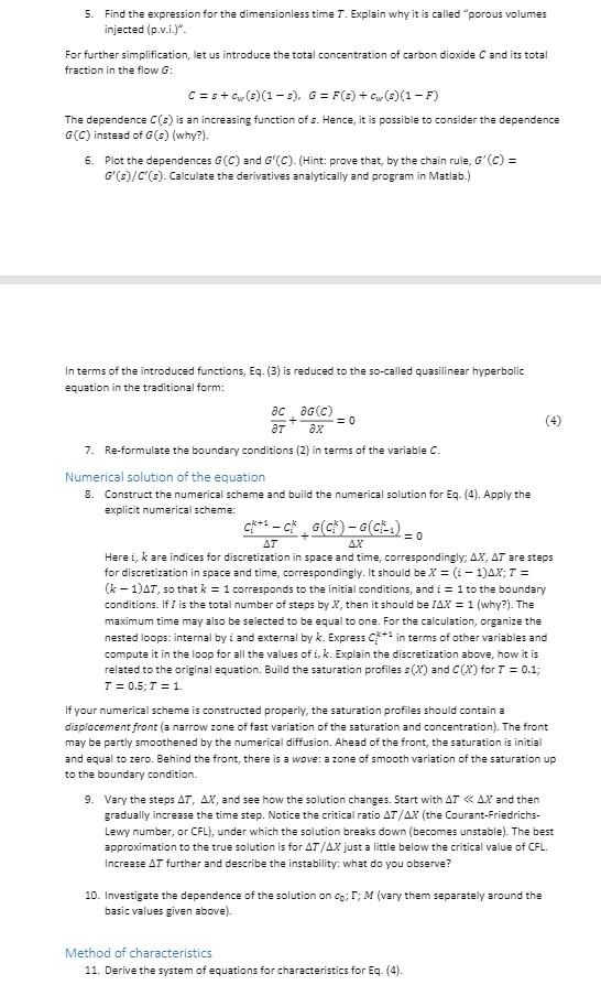5. Find the expression for the dimensionless time 7. | Chegg.com