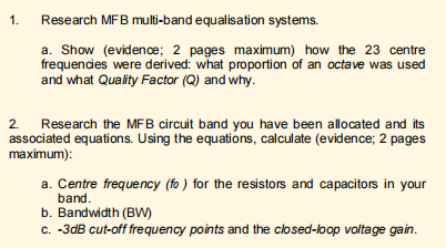 Multiple Feedback Bandpass Filter (MFB) filter | Chegg.com