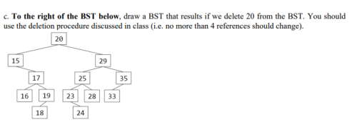 Solved c. To the right of the BST below, draw a BST that | Chegg.com