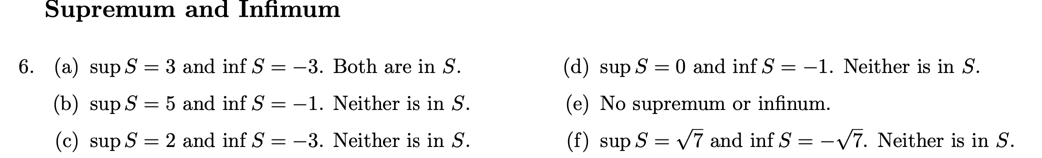 Solved Find the supremum and infinum of the set S (where S ⊆ | Chegg.com