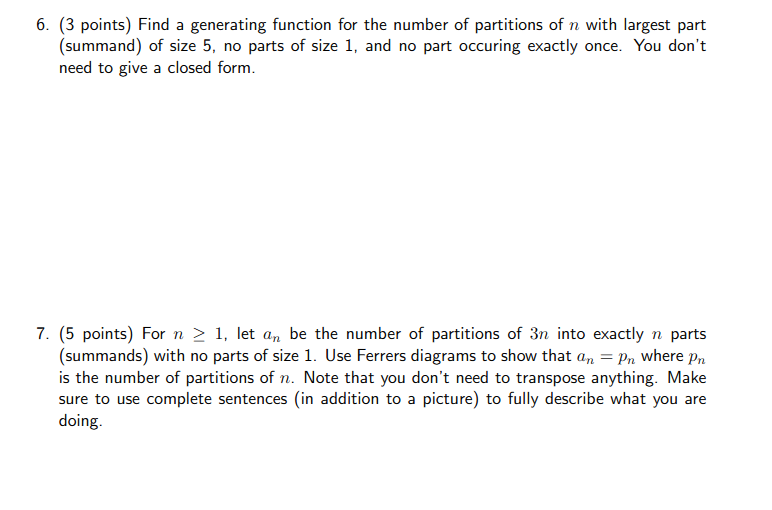 Solved 6 3 Points Find A Generating Function For The 0077