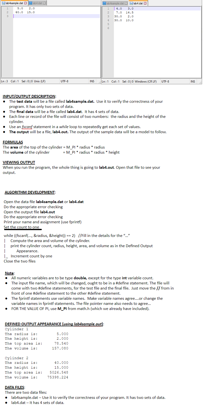 Solved Write a program dealing with cylinders to compute | Chegg.com