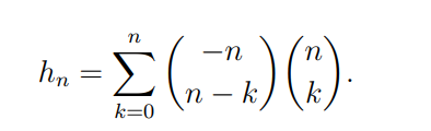 Solved hn=∑k=0n(−nn−k)(nk).Find h0,h1,h2,h3. Express hn in | Chegg.com