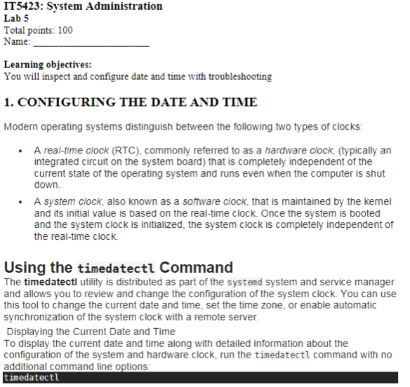 IT5423: System Administration Lab 5 Total points: 100 | Chegg.com