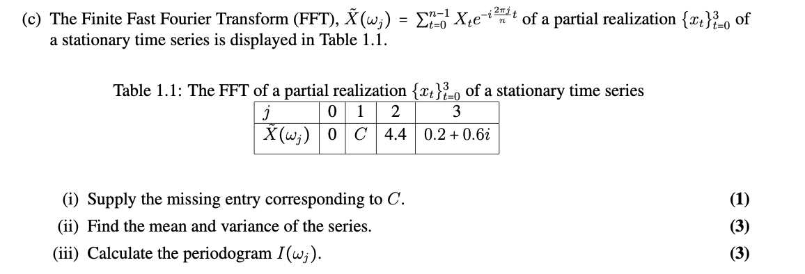 Solved (c) The Finite Fast Fourier Transform (FFT), | Chegg.com