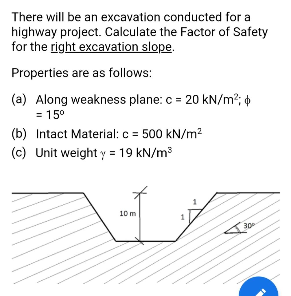 Solved There will be an excavation conducted for a highway | Chegg.com