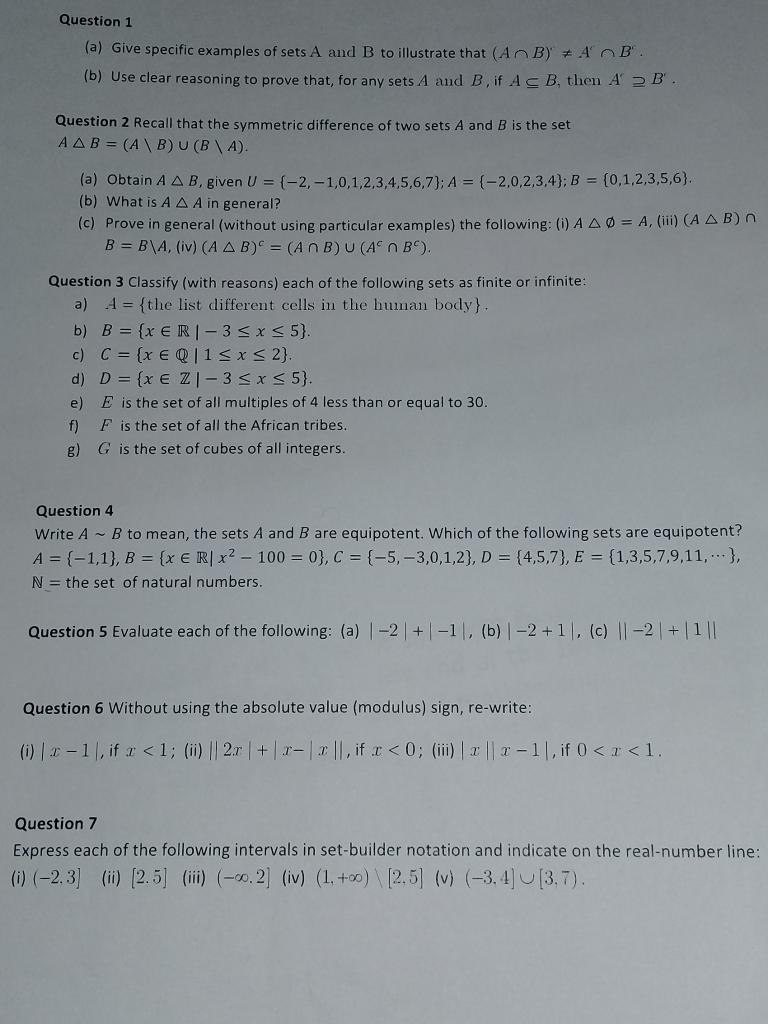 Solved Question 1 (a) Give specific examples of sets A and B | Chegg.com