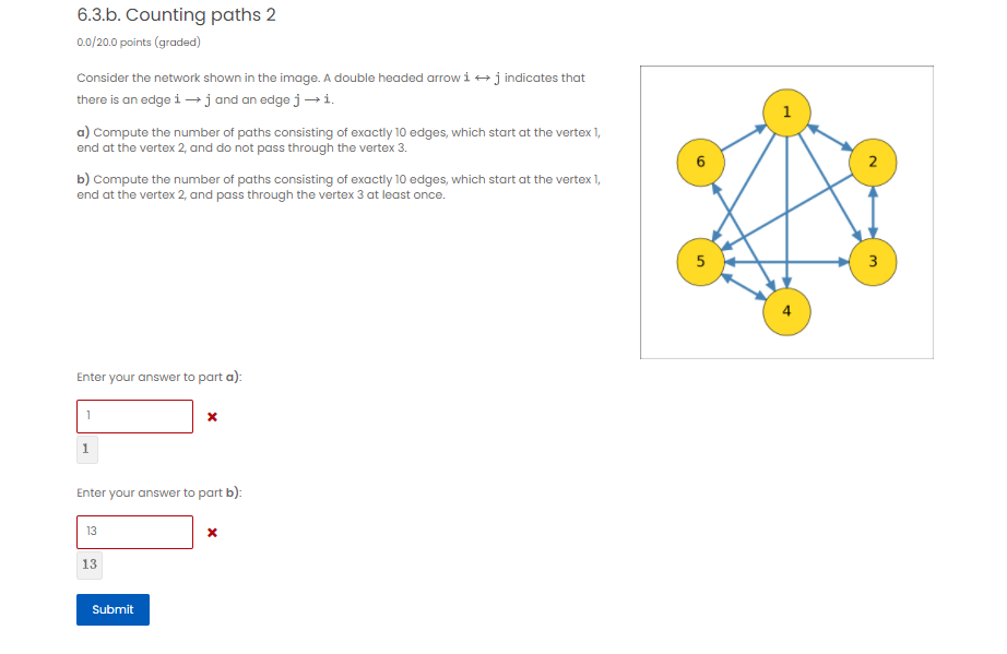 Solved 6.3.b. Counting paths 2 0.0/20.0 points (graded) | Chegg.com