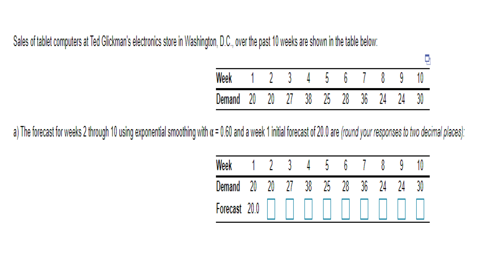 Solved B) For the forecast developed using exponential | Chegg.com