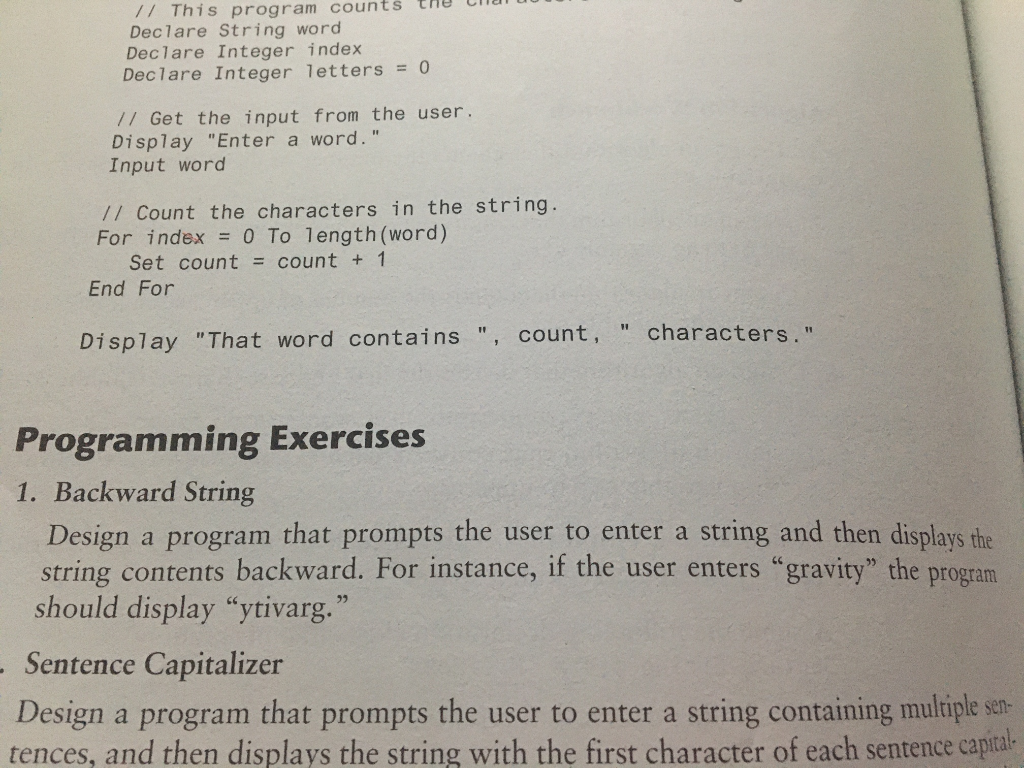 Solved // This program counts the chain Declare String word | Chegg.com