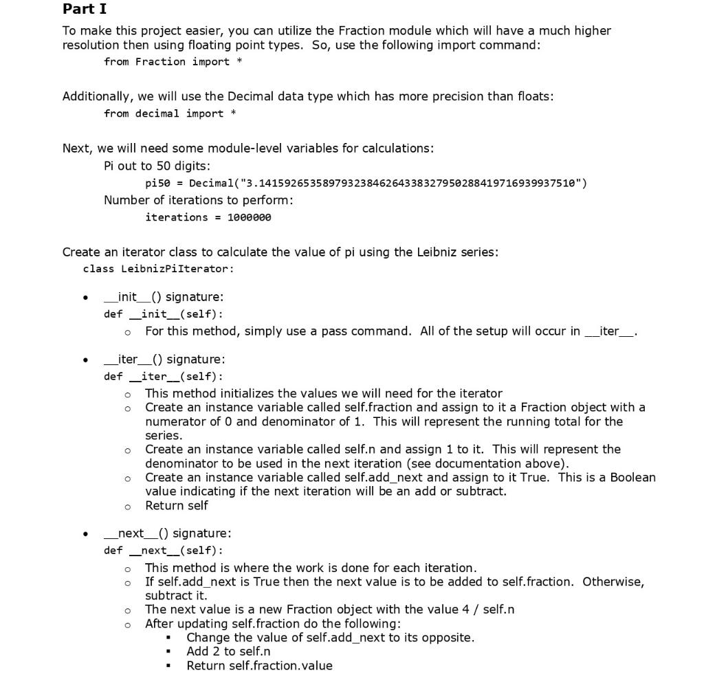 Solved Part I To make this project easier, you can utilize | Chegg.com