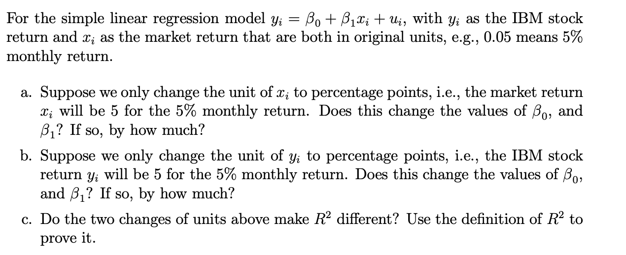Solved For the simple linear regression model yi=β0+β1xi+ui, | Chegg.com
