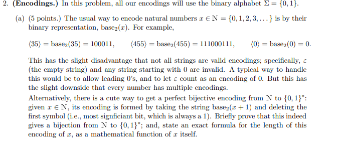 Solved 2. (Encodings.) In this problem, all our encodings | Chegg.com