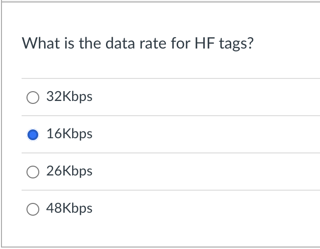 Solved What is the data rate for HF tags? | Chegg.com