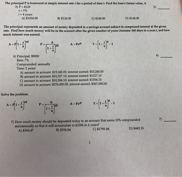 Solved The principal P is borrowed at simple interest rate r | Chegg.com
