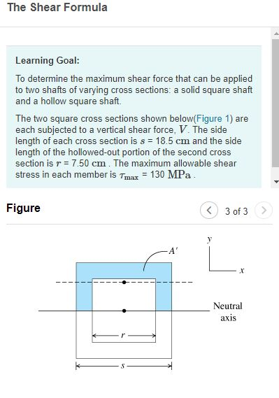 Solved The Shear Formula Learning Goal: To determine the | Chegg.com