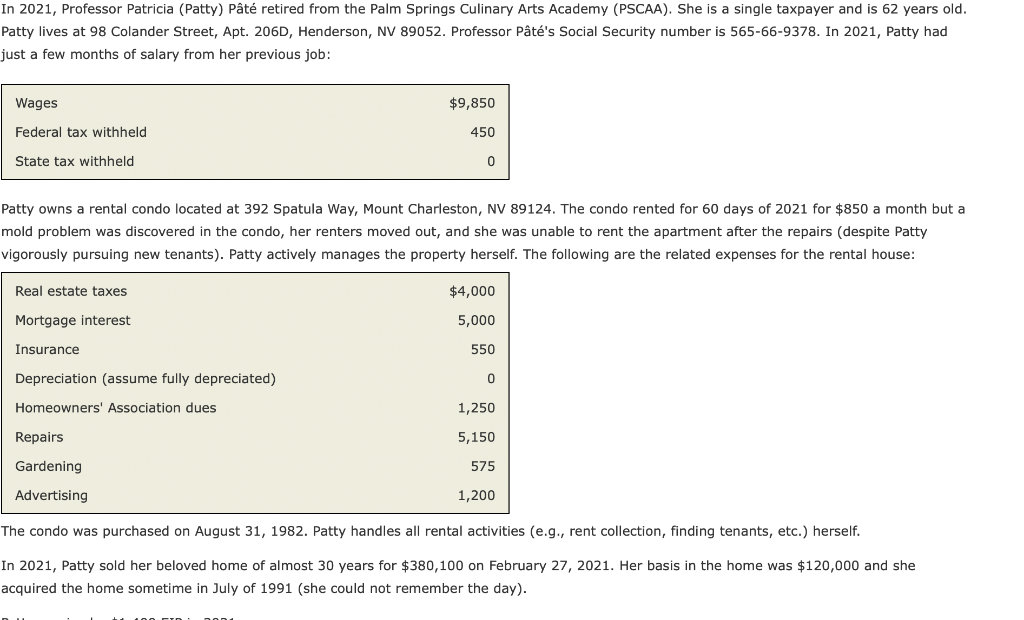 Solved In 2021, Professor Patricia (Patty) Pâté retired from | Chegg.com