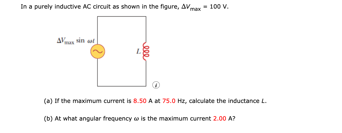 Solved In a purely inductive AC circuit as shown in the | Chegg.com
