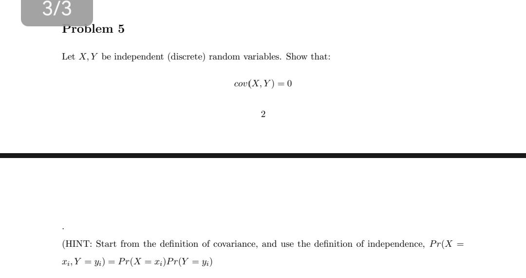 Solved Let X,Y be independent (discrete) random variables. | Chegg.com