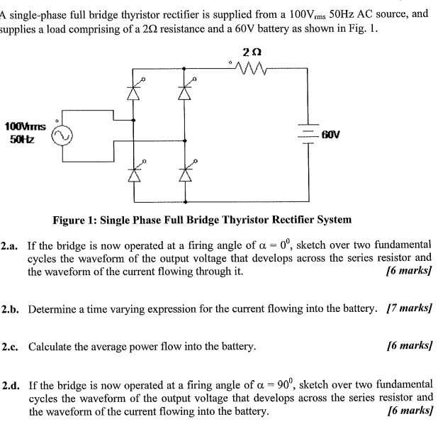 A single-phase full bridge thyristor rectifier is | Chegg.com