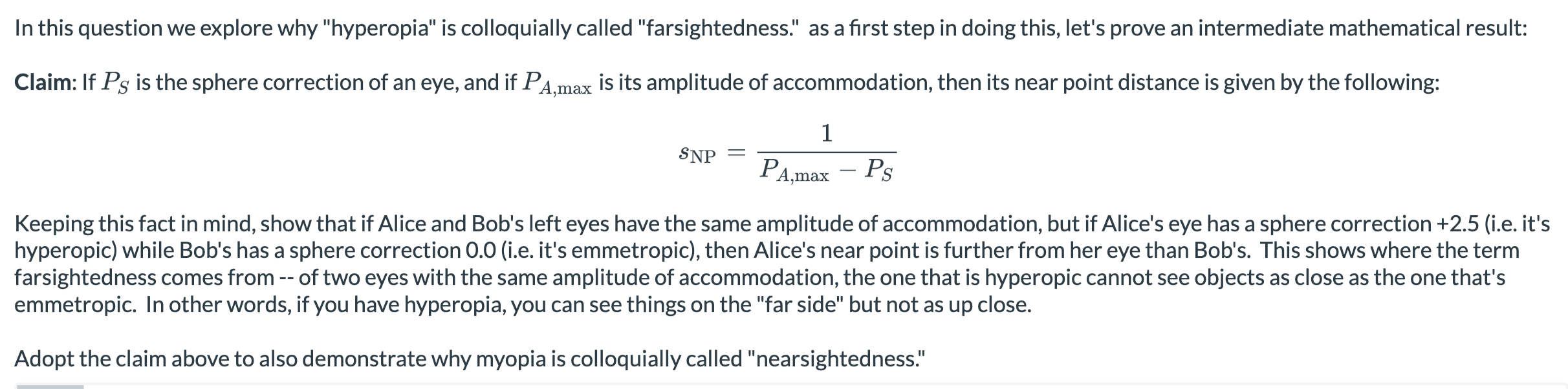 Solved In this question we explore why "hyperopia" is | Chegg.com