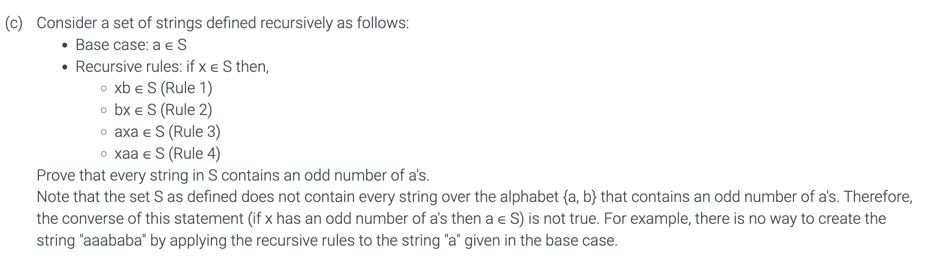 Solved C Consider A Set Of Strings Defined Recursively As