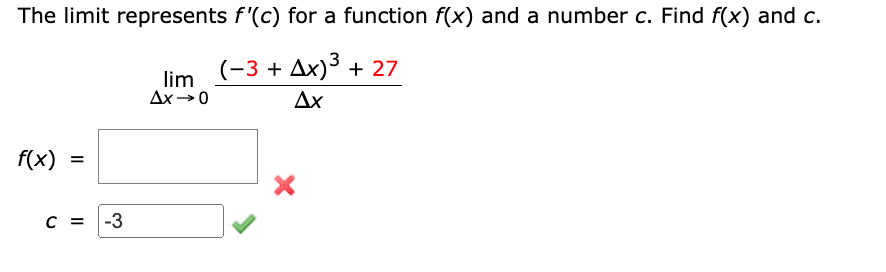 Solved The limit represents f′(c) for a function f(x) and a | Chegg.com