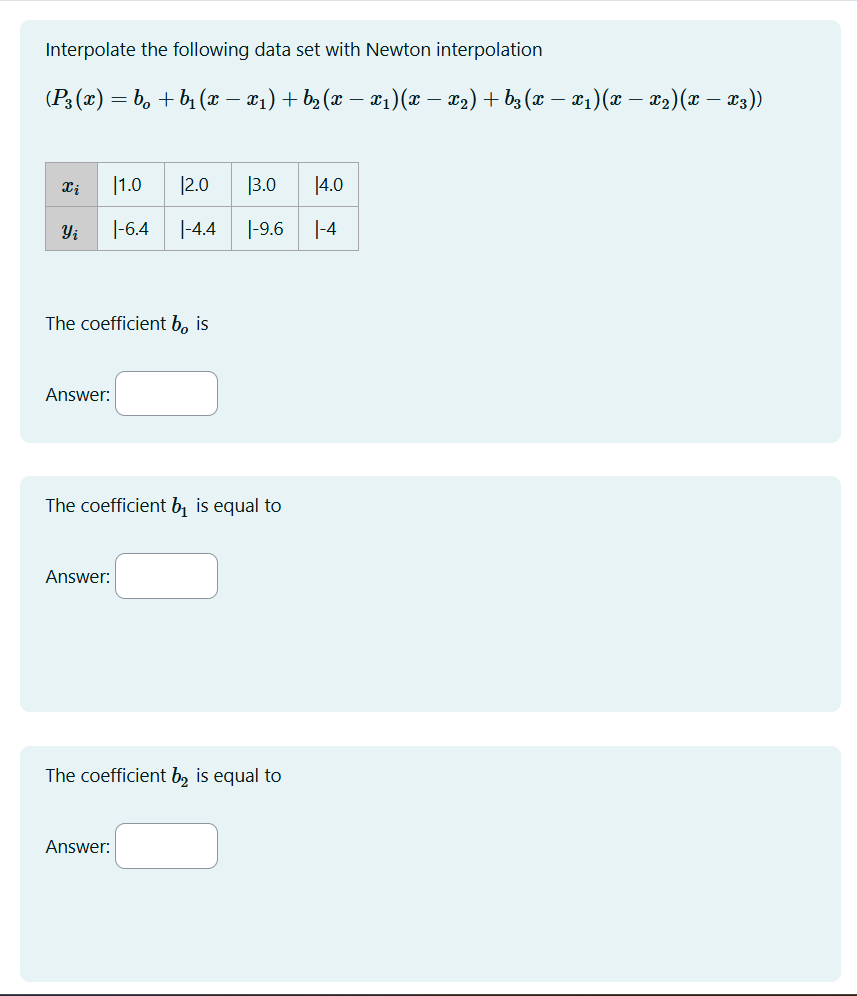 Solved Interpolate the following data set with Newton | Chegg.com Solved Interpolate the following data set with Newton | Chegg.com