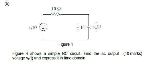 Solved (b) Figure 4 shows a simple RC circuit. Find the ac | Chegg.com