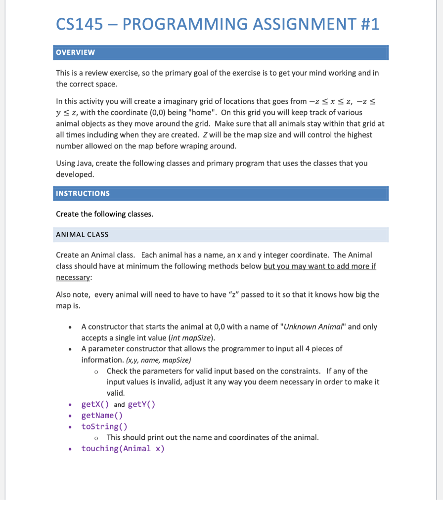 CS145 – PROGRAMMING ASSIGNMENT #1 OVERVIEW This is a | Chegg.com