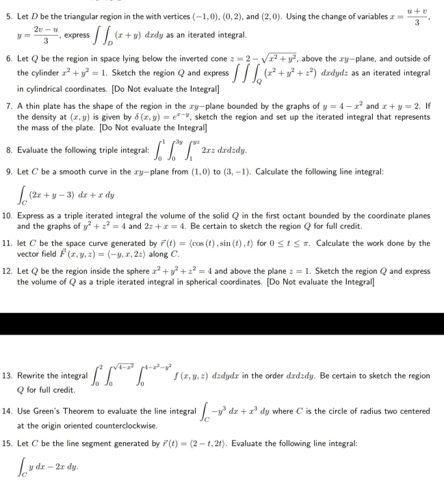 Solved 5. Let D be the triangular region in the with | Chegg.com
