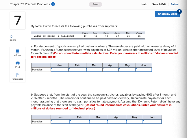 Solved Chapter 19 Pre-Built Problems Saved Help Save & Exit | Chegg.com