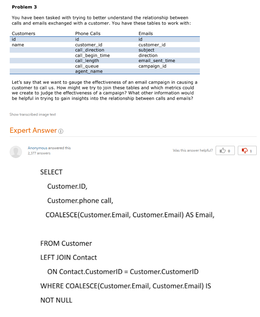 Solved Problem 3 You have been tasked with trying to better | Chegg.com