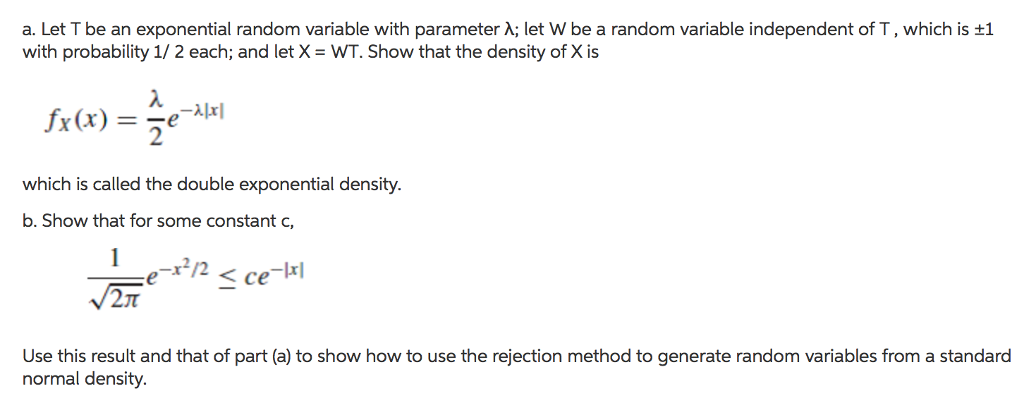 Solved A Let T Be An Exponential Random Variable With
